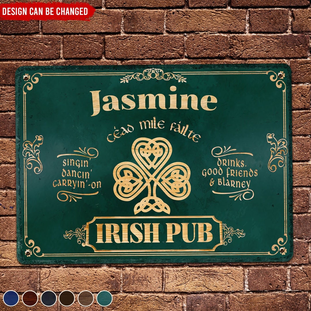 Irish Pub Sign, Vintage Rustic Home Bar Sign - Personalized Metal Sign ...