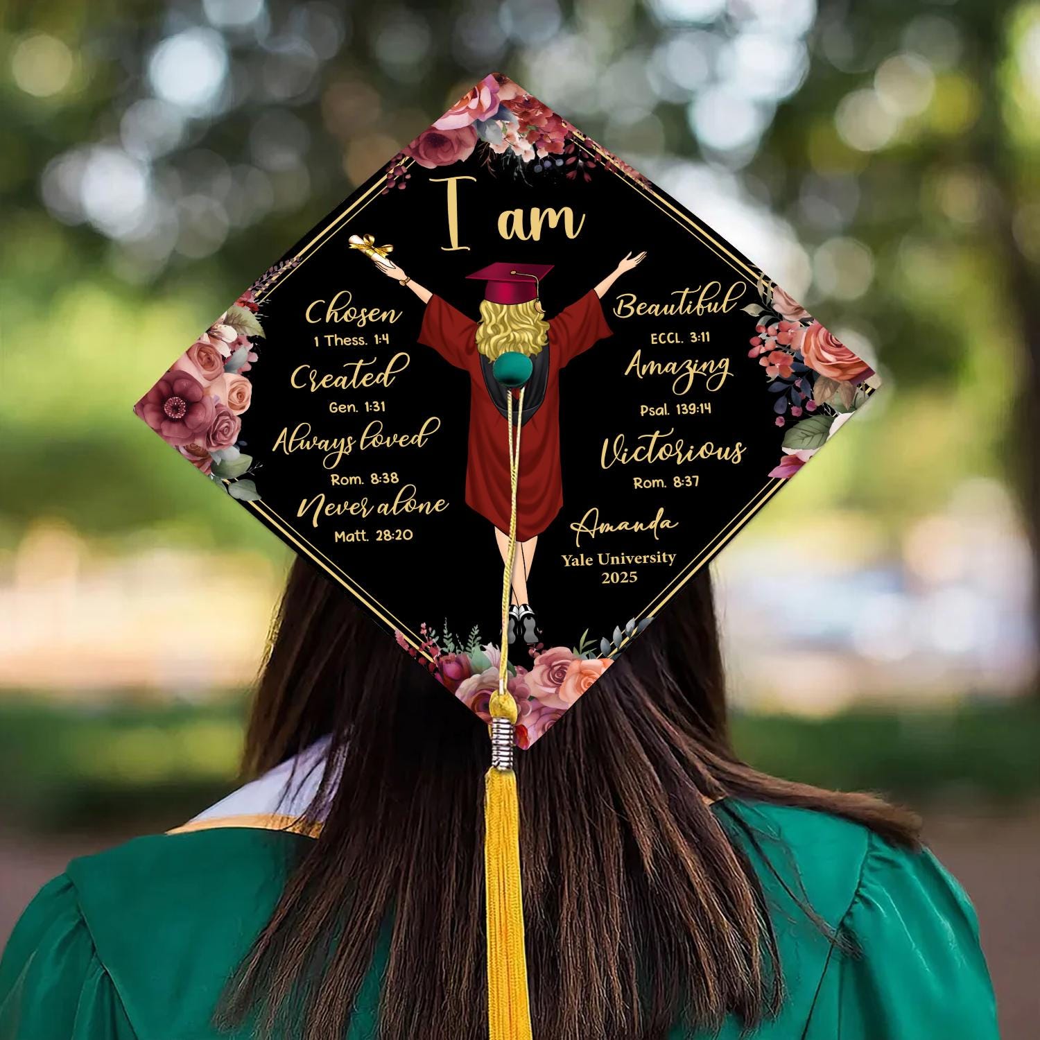 Personalized Graduation Cap Topper, I Am Chosen Created Loved, Grad ...