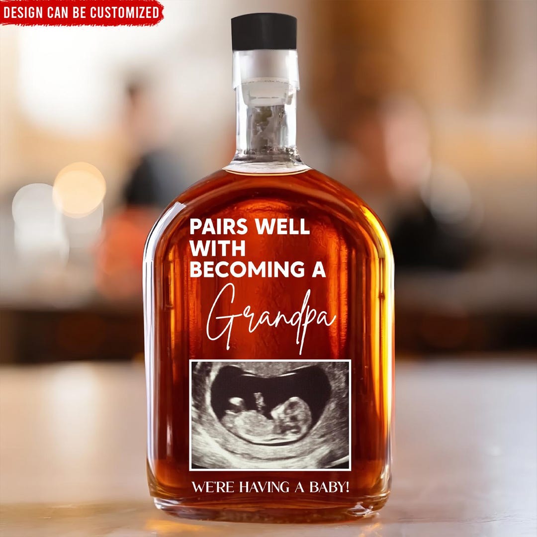 Pairs Well With Becoming A Grandpa – Personalized Baby Announcement ...