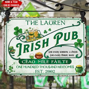 Welcome to the Irish Pub Sign, Personalized Metal Sign, St. Patrick's ...