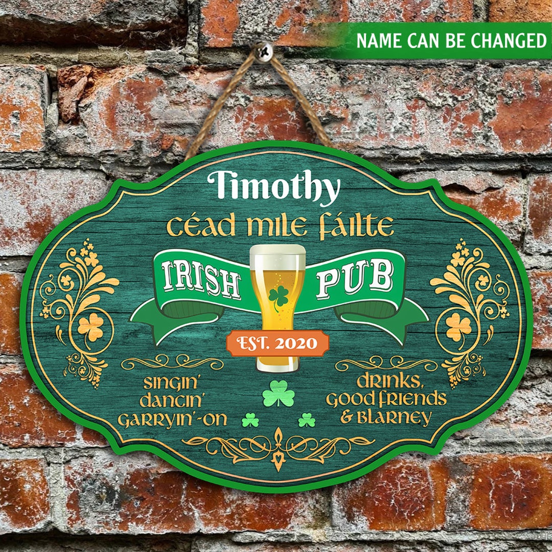 Irish Pub Drinking Sign, Irish Drinking, Personalized Wooden Sign, St ...