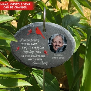 Remembering You is Easy I Do It Everyday, Personalized Garden Slate, Grave Marker Sympathy ...