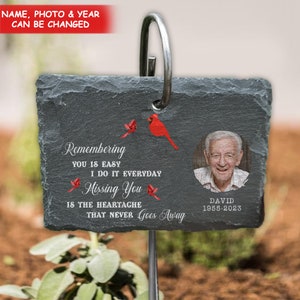 Remembering You is Easy I Do It Everyday, Personalized Garden Slate, Grave Marker Sympathy ...