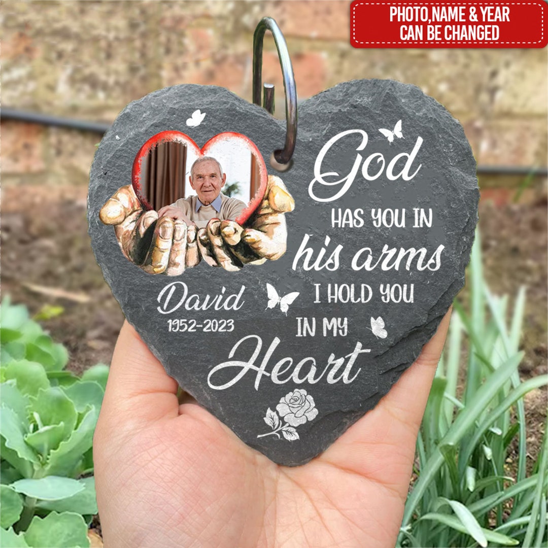 God Has You in His Arms Memorial Photo, Personalized Garden Slate ...