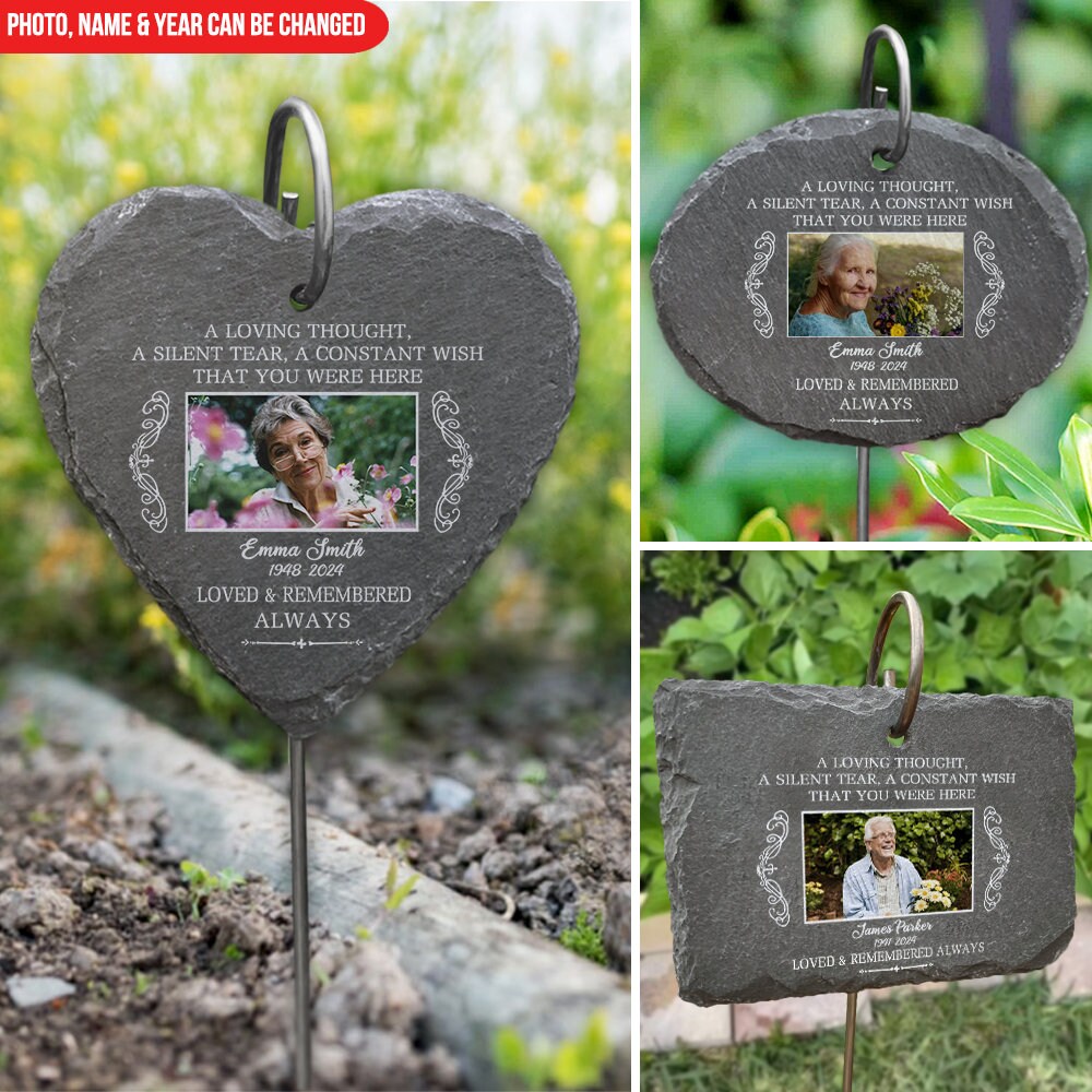 A Silent Tear A Constant Wish - Personalized Garden Slate, Memorial ...