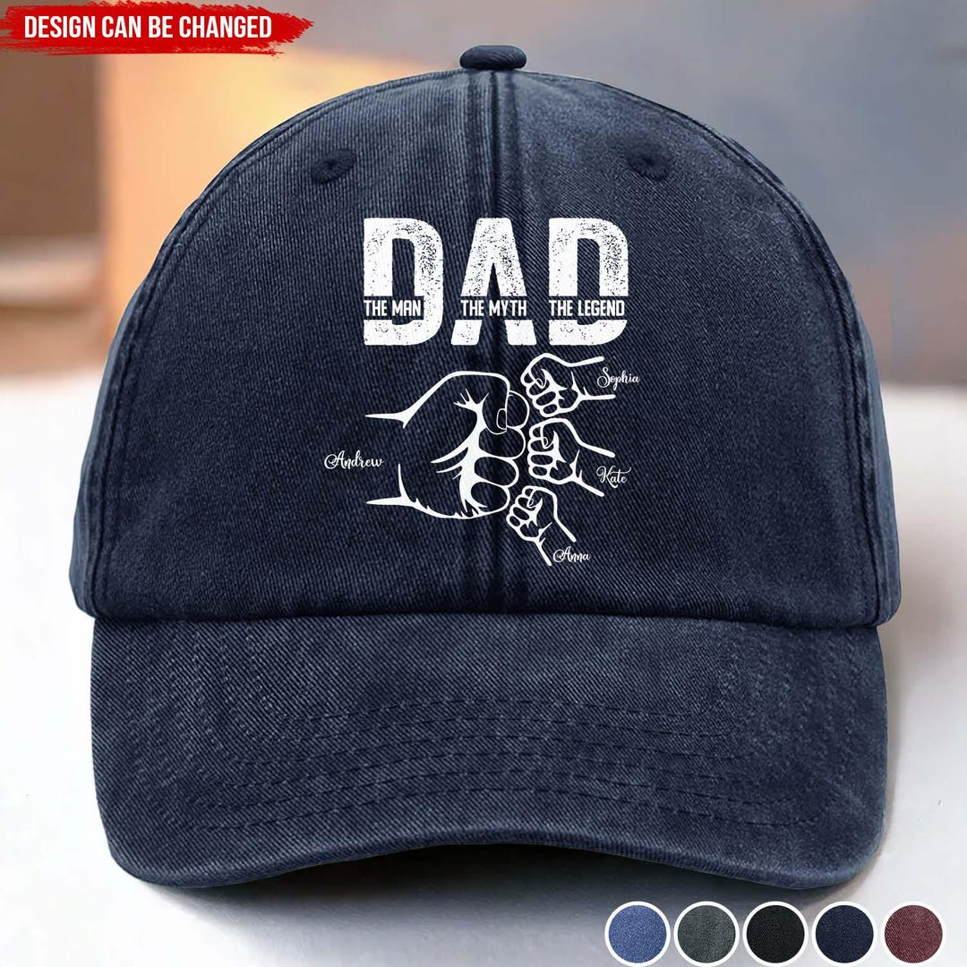 Dad the Man the Myth the Legend-personalized Wash Denim Hat, Father's ...