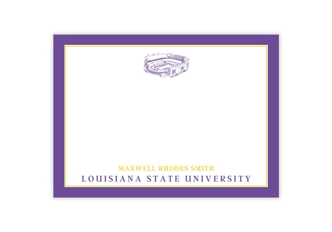 Custom College Stationery, Louisiana Stationery LSU Stationery ...