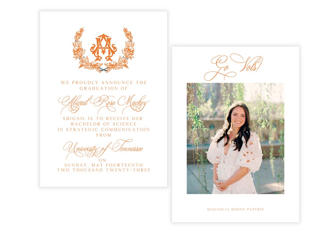 Tennessee Graduation Announcement, UT Graduation Accouchement, Custom ...