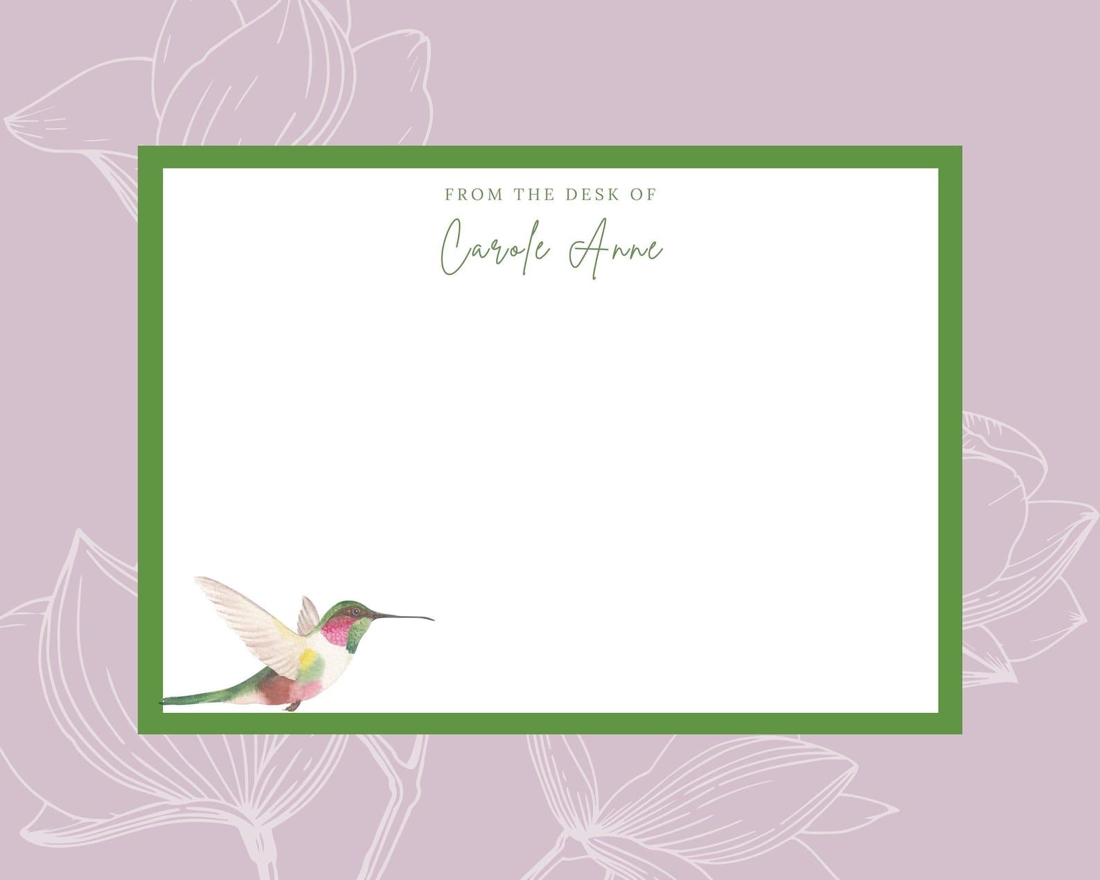 Hummingbird Stationery Note Custom Notecard Personalized - Etsy