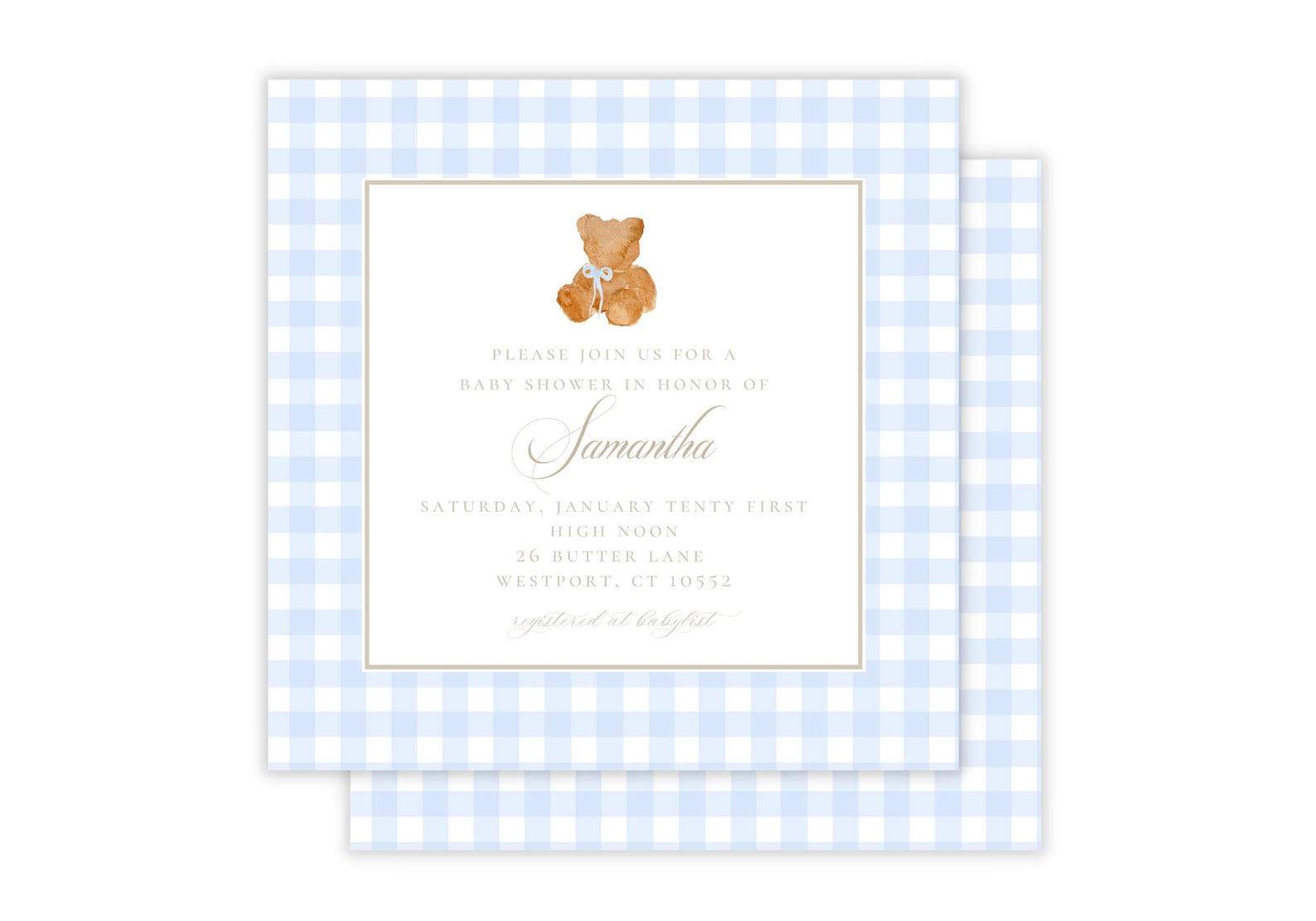 Bear Baby Shower Invitation Classic Baby Shower Invitation - Etsy