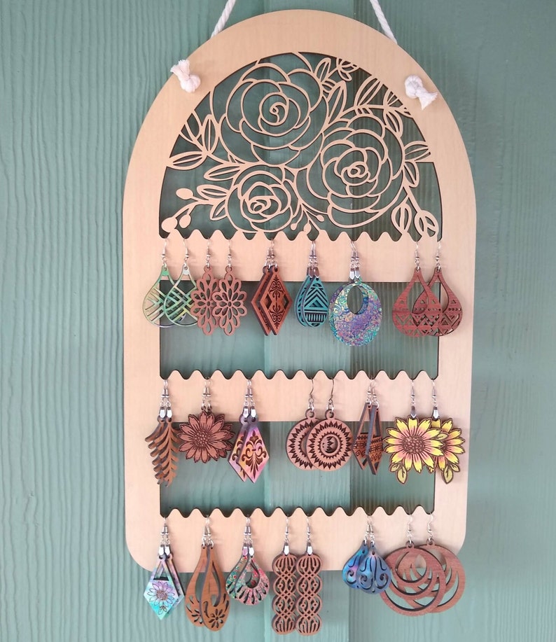 Hanging Floral Earring Holder SVG File for Glowforge - Etsy