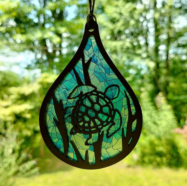 Teardrop Turtle Suncatcher SVG, Beach Ornament SVG for Glowforge, Sea ...