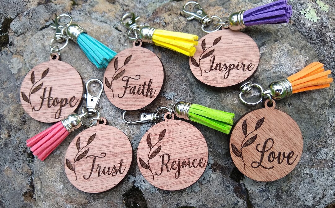 Inspirational Keychain Bundle SVG, Positive Affirmations Engraved Key ...