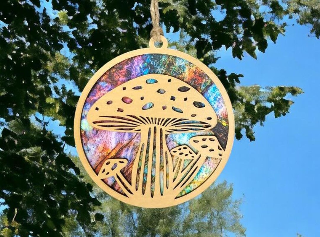 Mushroom Suncatcher SVG File for Laser, Round Mushroom Cut File, Car ...