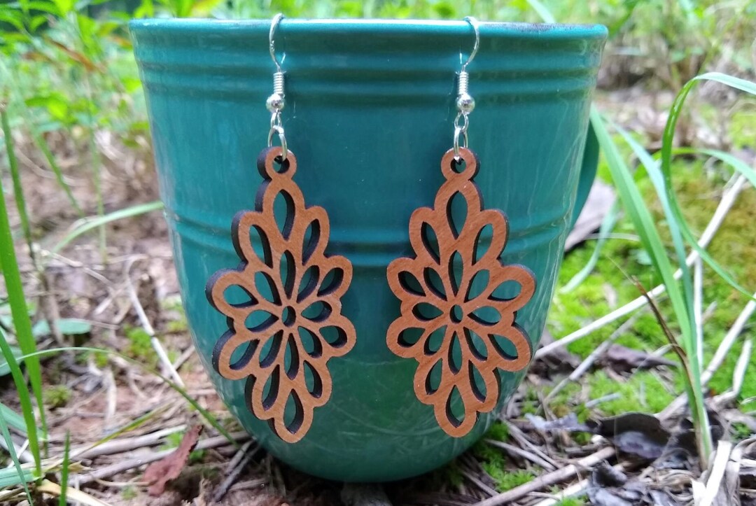 Abstract Flower Earrings SVG for Glowforge, Laser Cut Files, Earring ...