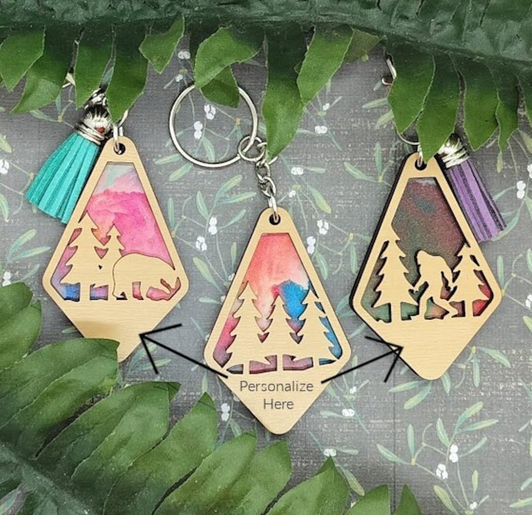 Glowforge Keychain Bundle, Can Be Personalized, Bigfoot Keychain SVG ...