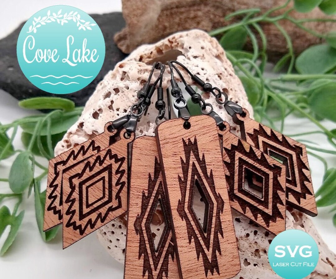Aztec Earring SVG Bundle, Bar Style Laser Cut Earring SVG, Glowforge ...