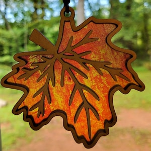 Fall Leaves Suncatcher SVG for Laser, Window Hanger SVG, Wall Art Laser ...