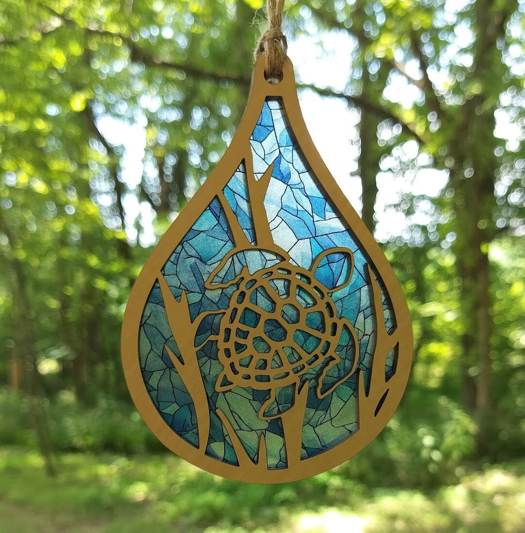 Teardrop Turtle Suncatcher SVG, Beach Ornament SVG for Glowforge, Sea ...