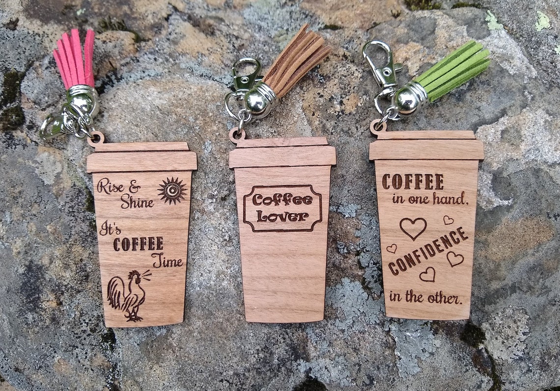 Coffee Keychain SVG Engraved Key Chain SVG File for - Etsy