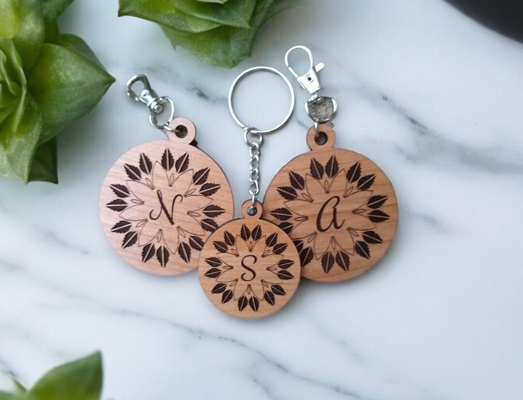 Engraved Keychain SVG for Glowforge, Monogram Key Chain, Laser Cut ...