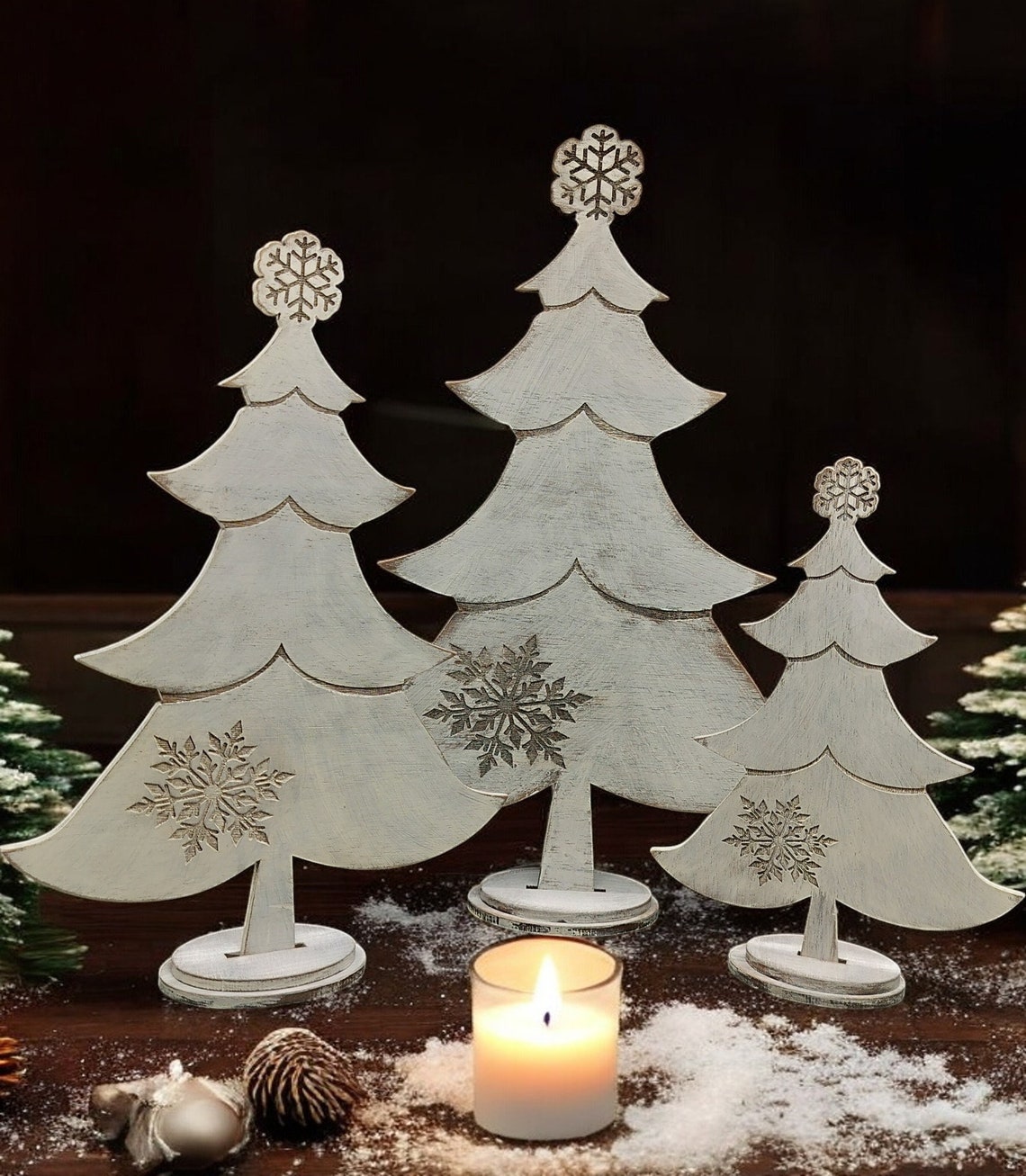 Stand Alone Tree Laser Cut File, Tree With Engraved Snowflake SVG ...