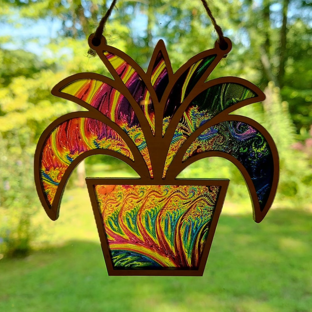 Succulent Suncatcher SVG, 2 Styles, Boho Ornament SVG for Glowforge ...