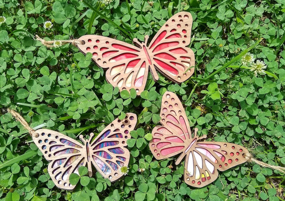 Butterfly Suncatcher SVG for Glowforge Laser, Butterflies Cut File, Car ...