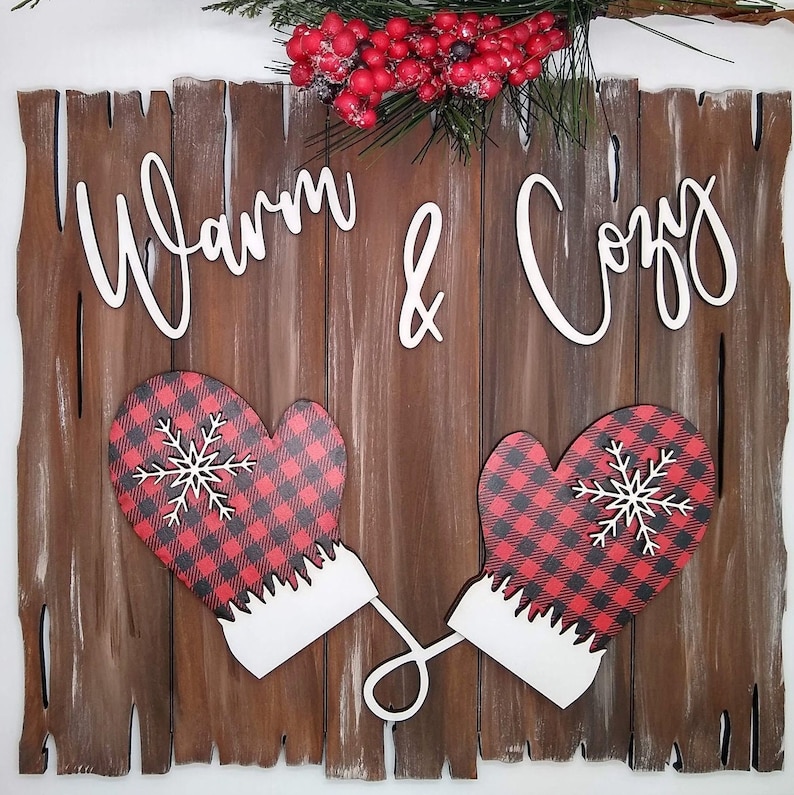 Warm and Cozy SVG Mittens Wall Hanging Cut File Rustic - Etsy
