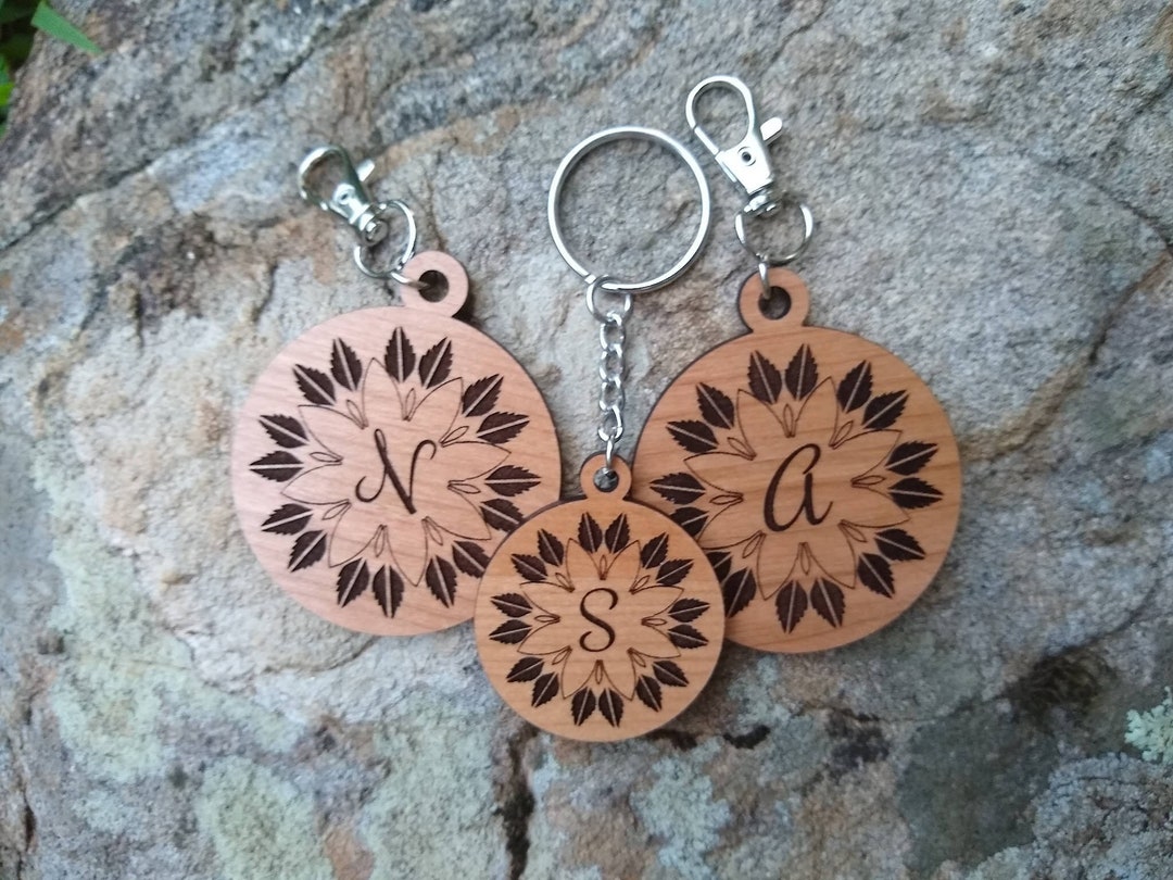 Engraved Keychain SVG for Glowforge, Monogram Key Chain, Laser Cut ...