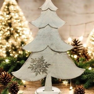 Stand Alone Tree Laser Cut File, Tree With Engraved Snowflake SVG ...