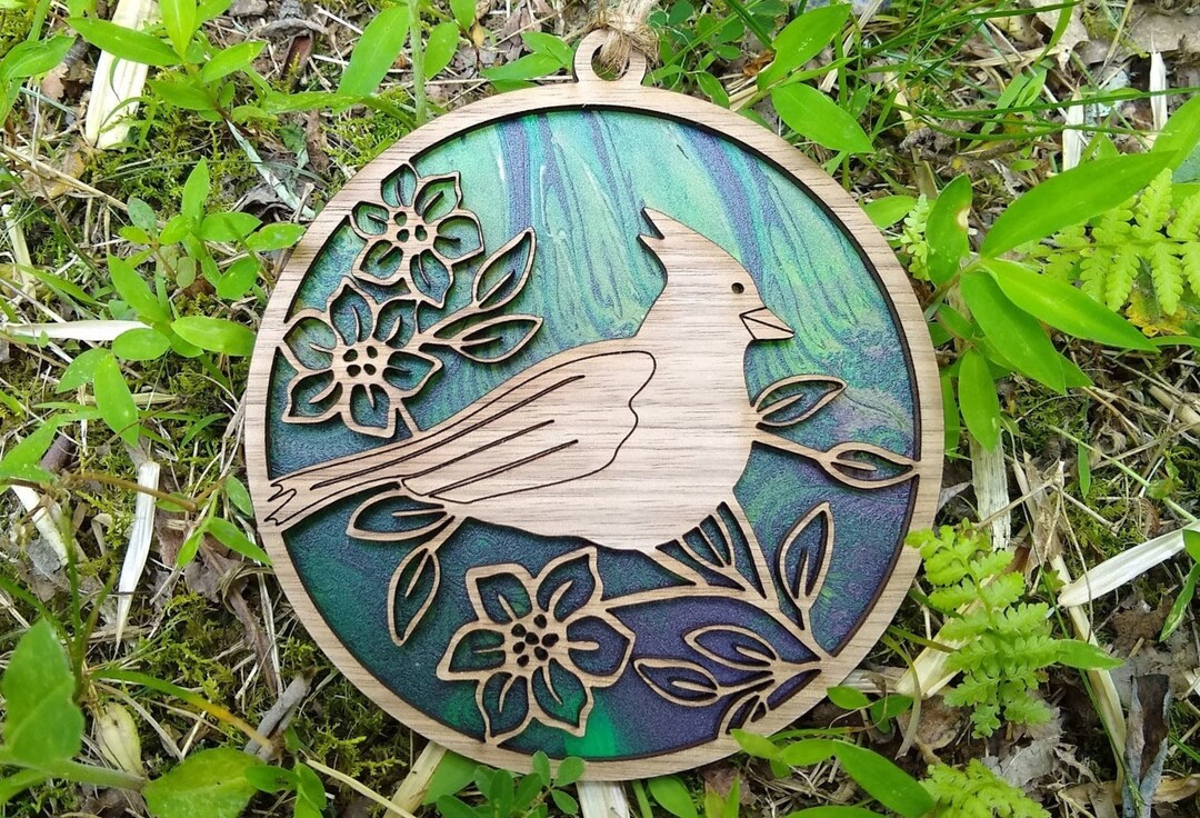 Round Cardinal Suncatcher SVG for Laser, Glowforge Cut File, Bird and ...