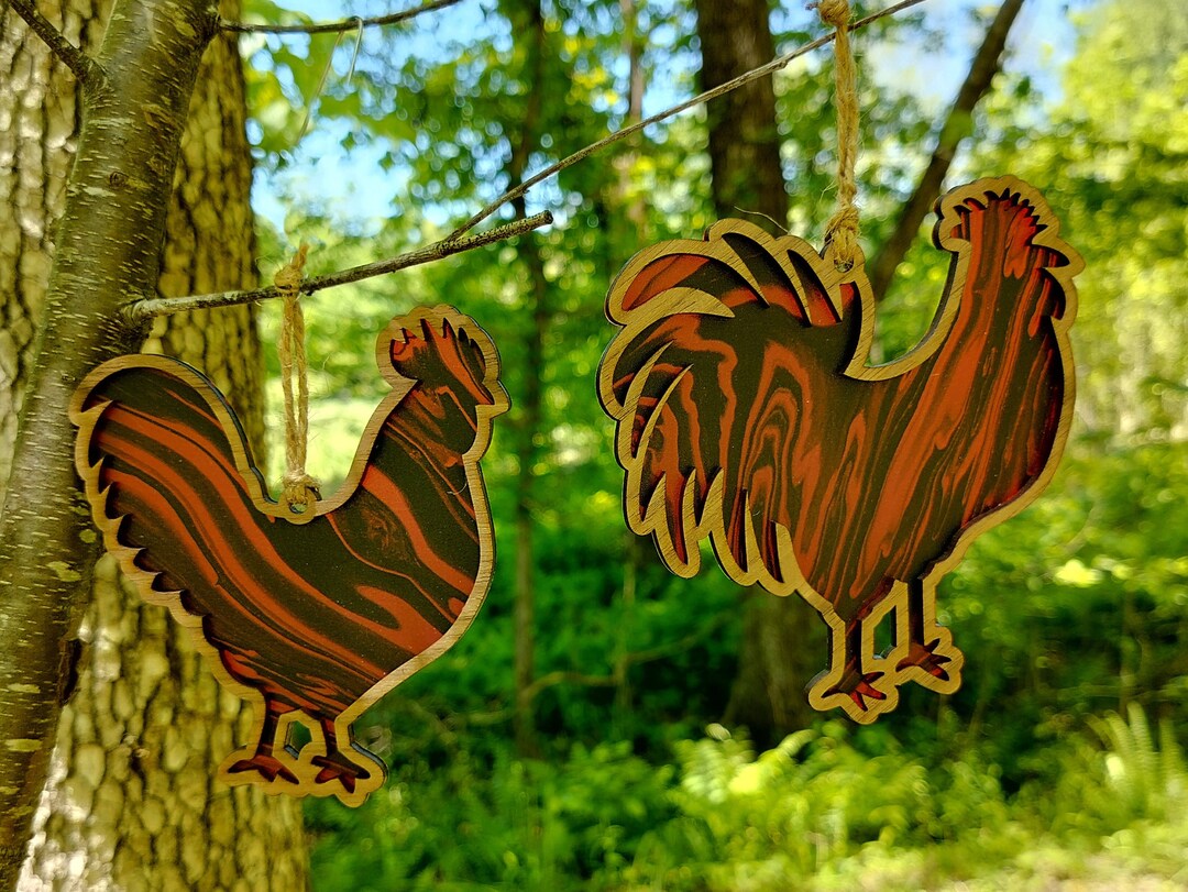 Rooster and Hen Suncatcher Cut File, Chicken SVG for Laser, Car Charm ...