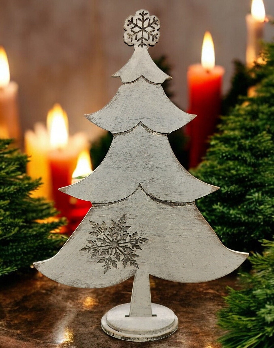 Stand Alone Tree Laser Cut File, Tree With Engraved Snowflake SVG ...