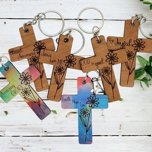 Engraved Christian Keychain Cut File, Inspirational Cross Keychain SVG ...