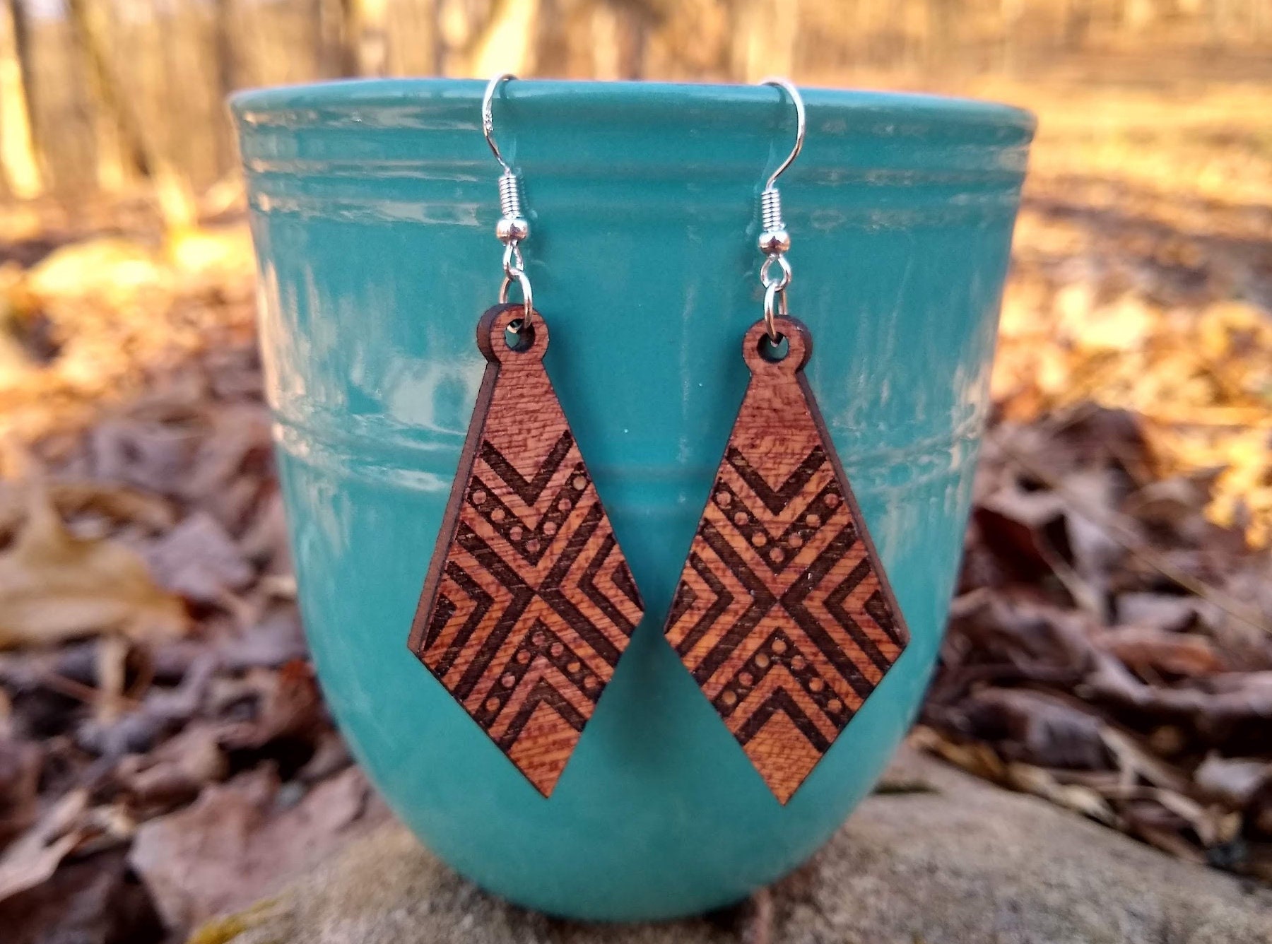 Aztec Earrings SVG for Glowforge Engraved Boho Wood Earring | Etsy