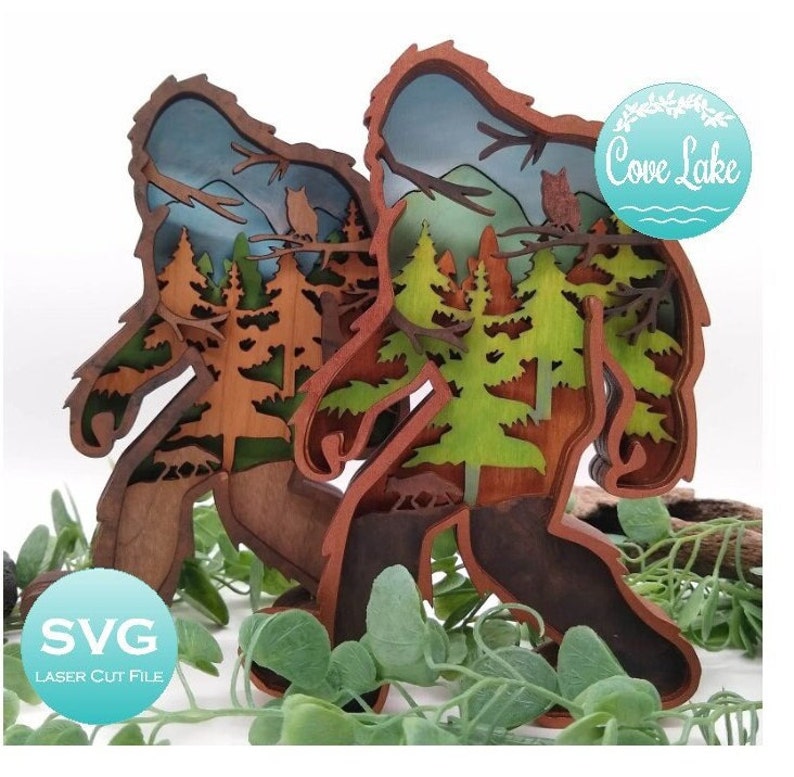 Layered Bigfoot Svg for Glowforge, Sasquatch Wall Art Digital Cut File ...