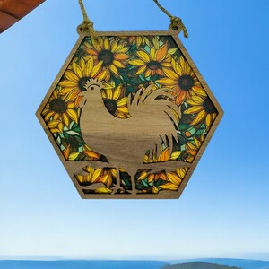 Rooster and Hen Suncatcher SVG for Laser, Chicken Cut File, Car Charm ...