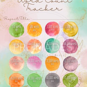 Word Count Tracker Printable Instant Download Tools for - Etsy