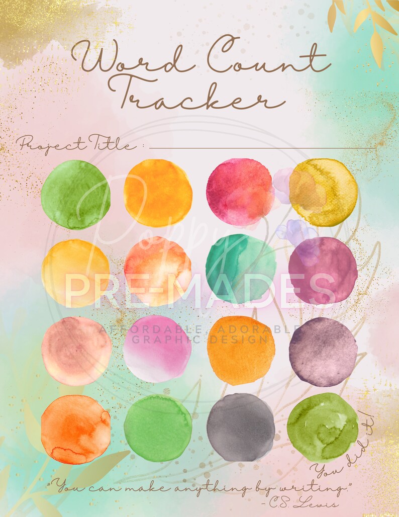 Word Count Tracker Printable Instant Download Tools for - Etsy