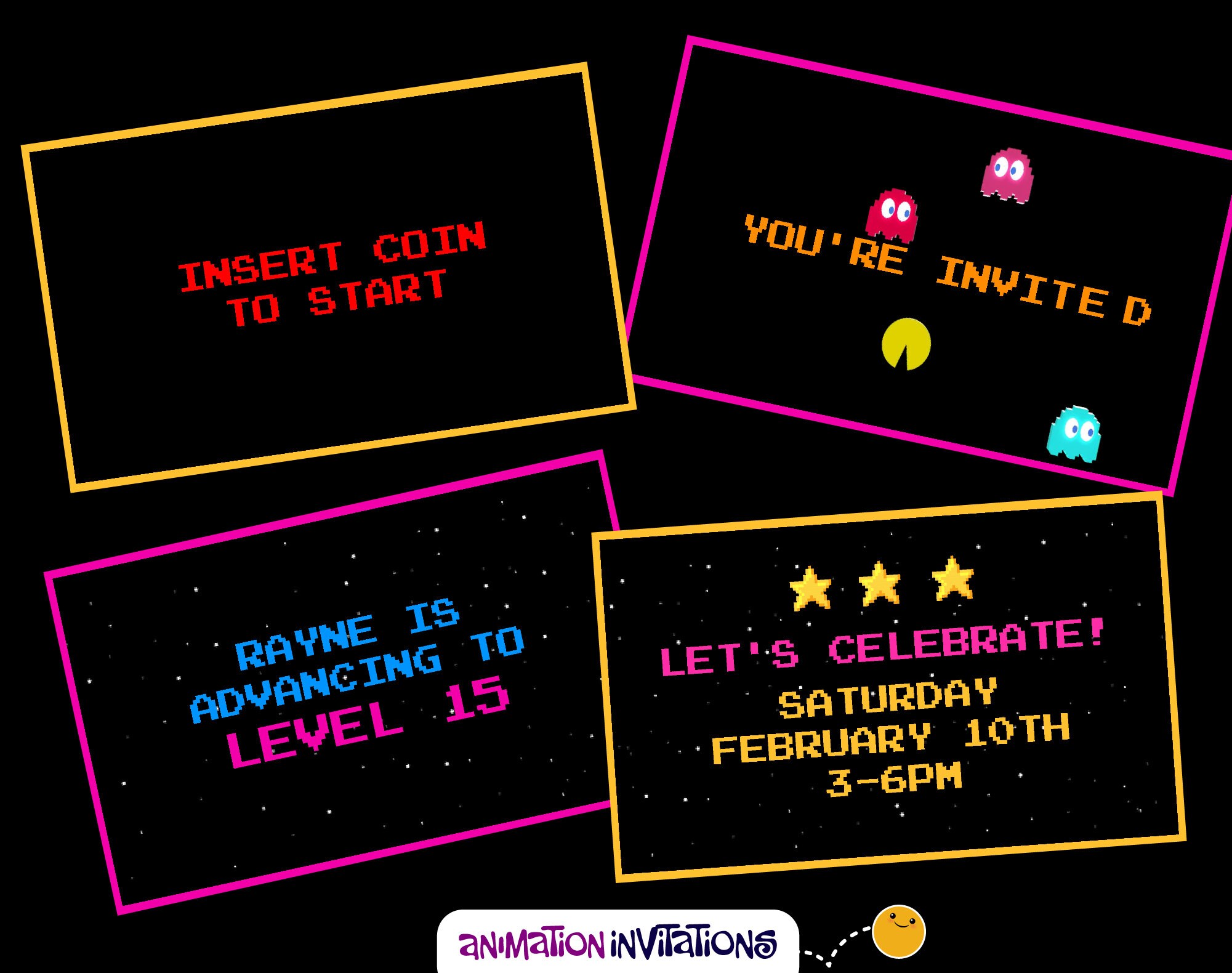 Arcade Party Video Invitation. 80s Retro Video Game Birthday Party ...