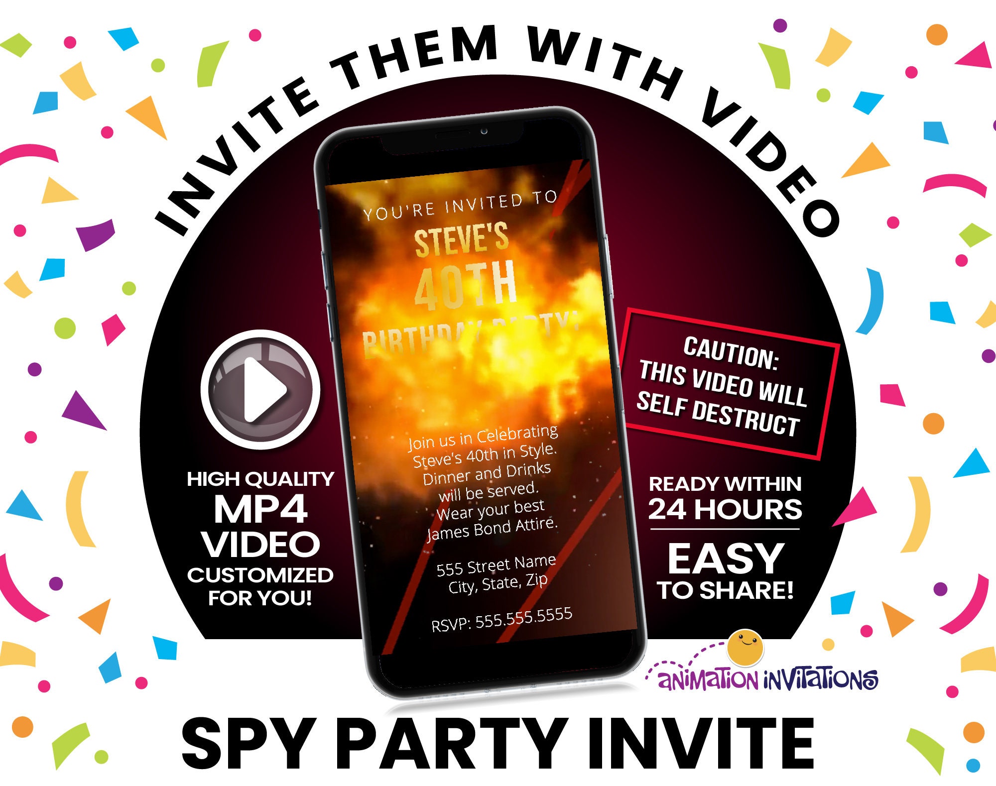 Spy Party Video Invitation 007 Party Theme Mission Impossible Themed ...