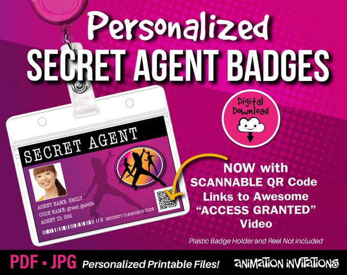 Secret Agent Spy Detective Party Badge Digital Printable PDF - Instant ...
