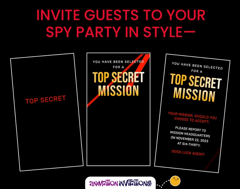 Spy Party Video Invitation. Mission Impossible or 007 Secret Agent ...