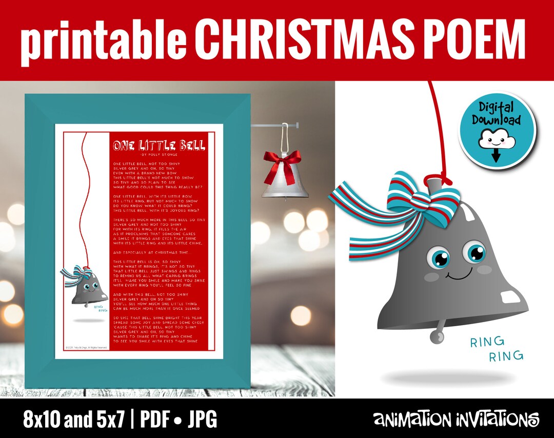 One Little Bell Christmas Poem | Last Minute Christmas Gift Printable ...