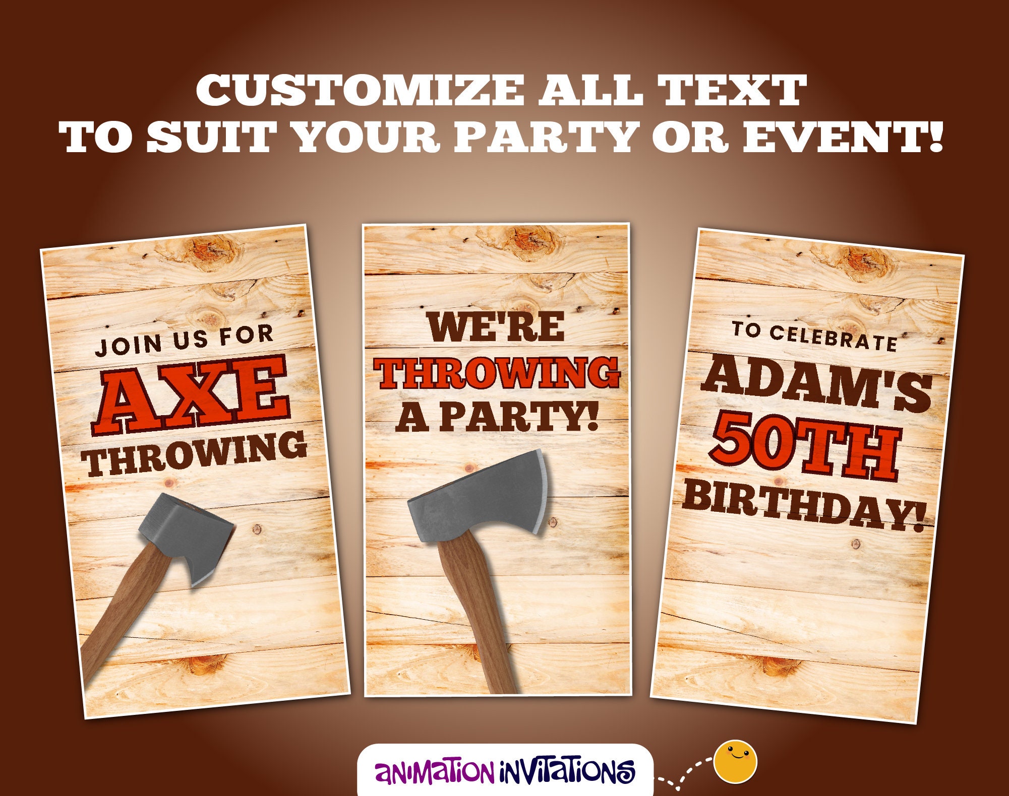 Axe Throwing Birthday Video Invitation. Rustic Party Invite. Digital ...