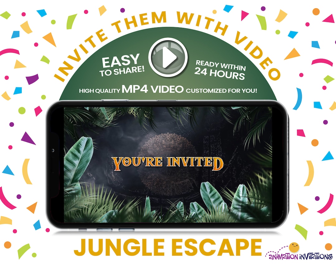 Jungle Escape Room Party Video Invitation. Jungle Birthday Party Invite ...
