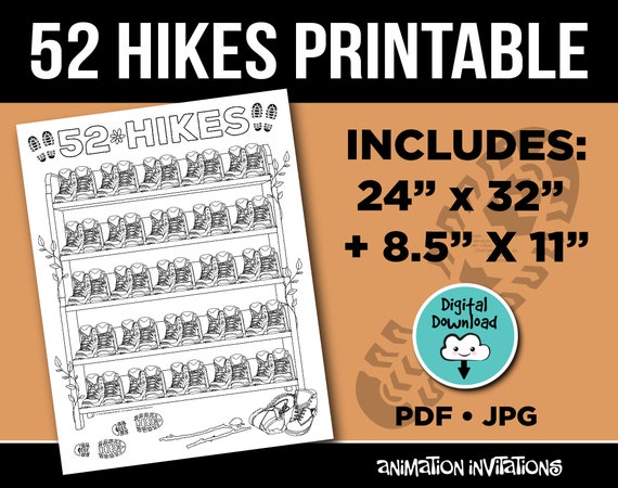52 Hikes Printable Digital Files 52 Hikes Challenge Hiking | Etsy