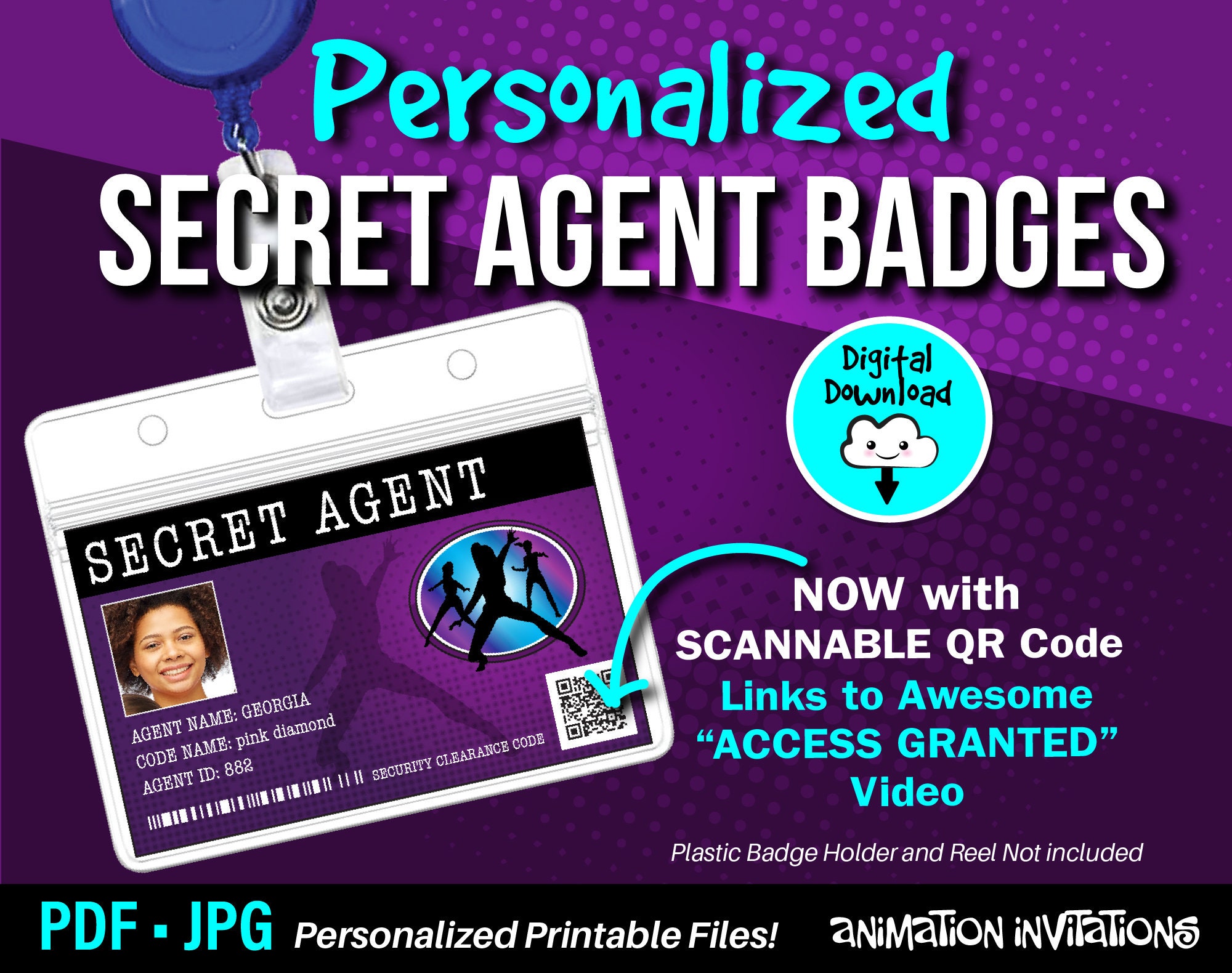 Interactive Spy Birthday Party Badges | Secret Agent Party ID Badges ...