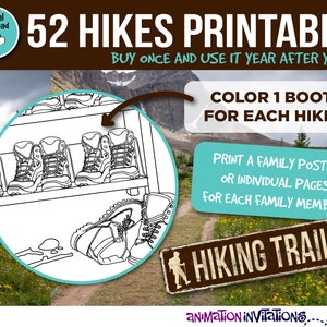 52 Hikes Printable Digital Files 52 Hikes Challenge Hiking Challenge ...